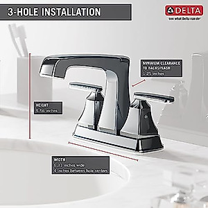 Delta Faucet Ashlyn Centerset Bathroom Faucet Chrome, Bathroom Sink Faucet, Diamond Seal Technology, Metal Drain Assembly, Chrome 2564-MPU-DST