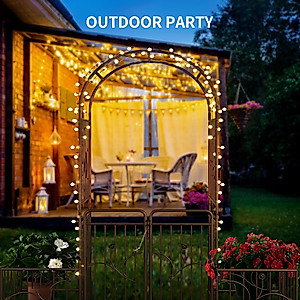 YITAHOME 87IN Garden Arbor with Gate, Metal Garden Arch with Side Planters, Arch Trellis for Garden