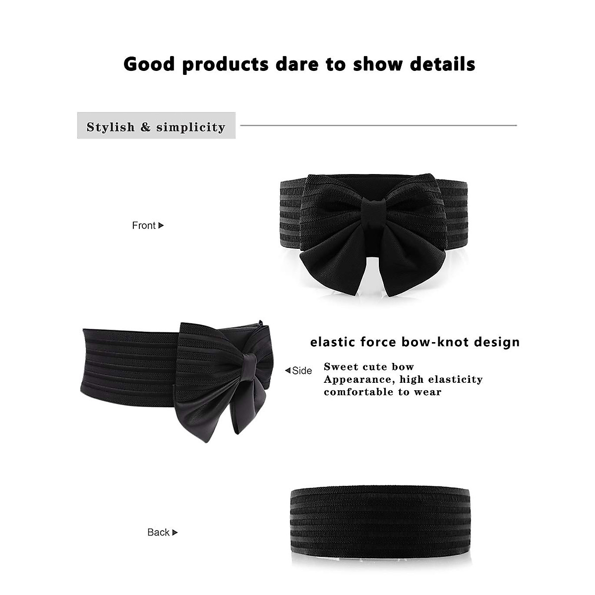 YALEMEI Women Cute Bow Wide Elastic Waist Belt - Adorable Dress Accessory (XXL)