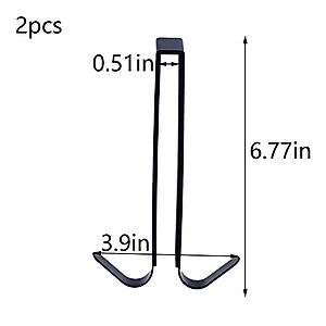 Tighall 2PCS Stainless Steel Black Double Sided Shower Door Hooks, Drilling-Free Over The Door Towel Rack, 6.77inch Length