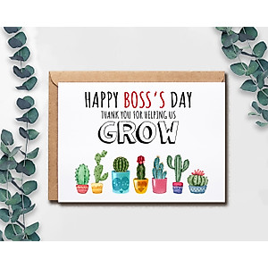 EruditeGifts Cute Thank You Card - Happy Boss's Day Card - Funny Greeting Card - Card For Plant Lover - Gift For Men Boss