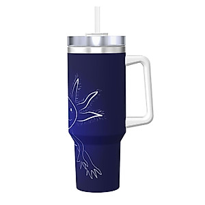 Funny White Axolotl 40oz Tumbler With Handle And Straw Insulated Tumblers Leak Proof Double Walled Stainless Steel Travel Mug pattern7
