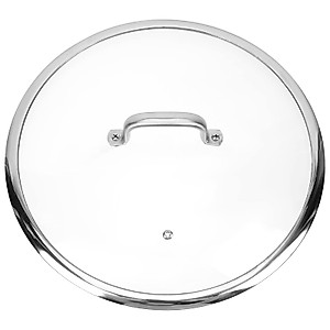 DOITOOL Universal Lid for Pots and Pans 34cm Heat- Resistant Tempered Glass Frying Pan Lids with Handle Cookware Lid Protector for Pots Pans Cast Iron Skillet Silver