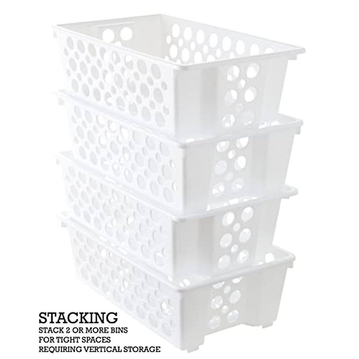 Organize Your Home Short Slide-It Baskets, 2 Pack, Stacking and Sliding Modular Storage, Great Organizing Bins for Pantry, Closet, Bedroom, Office, and all Storage, 14” x 8.9” x 4.5”