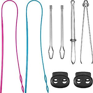 8 Pcs Drawstring Threader Tool Set, 2 Pcs Flexible Drawstring Threader Plastic Drawstring Replacement Tool 2 Pcs Metal Drawstring Threaders 2 Pcs Metal Tweezers and 2 Pcs Cord Locks for Shorts Hoodies