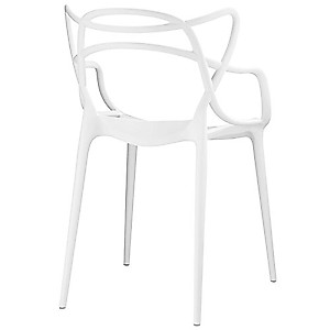 Modway Entangled Modern Molded Plastic Four Dining Armchairs in White