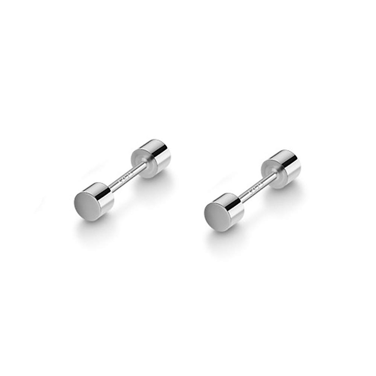 18g Tiny Dot Disc Stud Earrings for Women Men Teen Girls Cartilage S925 Sterling Silver Dainty Cute Minimalist Daith Tragus Helix Flat Screw Backs Hypoallergenic Barbell Piercing Jewelry Gifts (3mm)