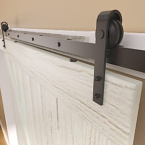 DaAzHai 8 Ft Barn Door Hardware Kit: Easy to Install -Smoothly and Quietly Sliding Barn Door Hardware Single Door Track Low Ceiling Sliding Door Hardware, Modular Track with Stable Connection