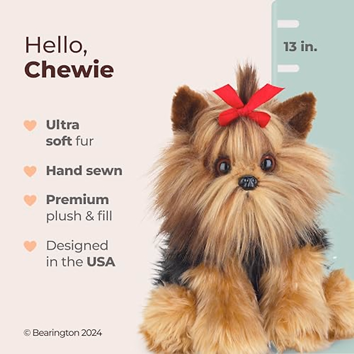 Bearington Collection Chewie The Yorkie Stuffed Dog, 13 Inch Realistic Stuffed Animal