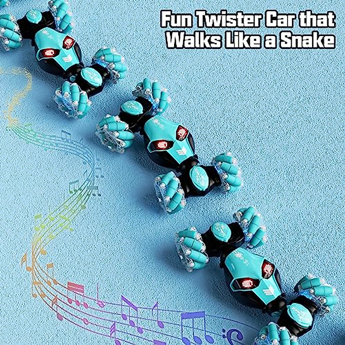 Remote Control Car, Gesture Sensor RC Stunt Cars Toys for Boys Age 6 7 8 9 10 11 12+ Years Old, 2.4GHz 4WD RC Double Sided 360° Flips Off Road Vehicle Toy with Lights/Music, Gifts for Kids Girls Blue