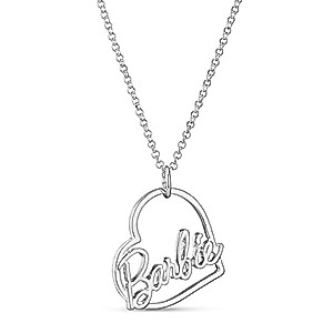 Barbie Script Heart Necklace - Silver