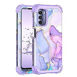 Hekodonk for Moto G 5G 2022 Case,Heavy Duty Shockproof Protection Hard Plastic+Silicone Rubber Hybrid Protective Case for Moto G 5G 2022 Purple Marble