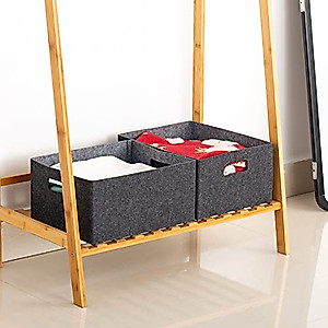 2 pack self-supporting collapsible felt storage basket in darkgrey for storaging and sorting of clothes, toys and office files