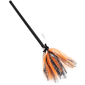 Ciieeo 1pc Halloween Broom Witch Halloween Accessories Childrens Broom Halloween Besom Prop Broom Stick Broom Props Broom for Halloween Toy Broom Black Costume Makeup Mesh Toddler Cosplay