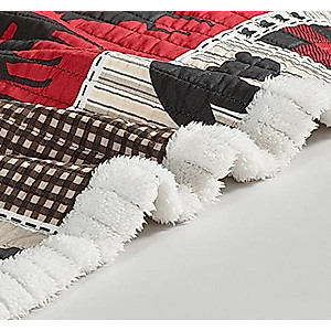 Virah Bella Quilted Lodge Life Rustic Sherpa Throw Blanket for Couch - 50" x 60" - Lightweight Throw Quilt