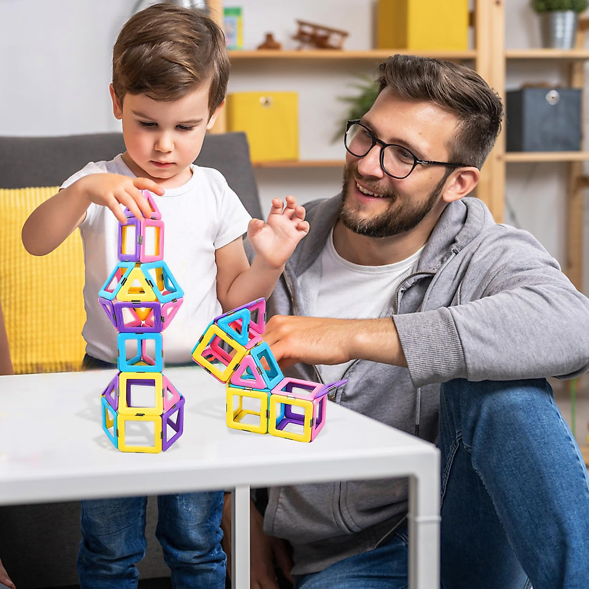 Upgraded Magnetic Blocks Building Tiles Toys for 3 4 5 6 7+ Year Old Boys Girls, Learning Educational STEM Gifts for Toddlers Kids Christmas Birthday Toys Compatible with Major Brands Building Blocks