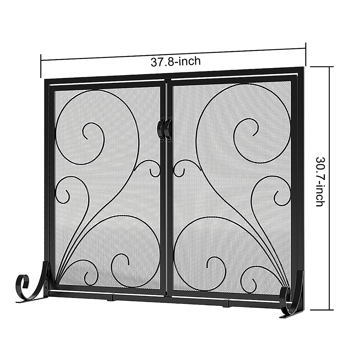 Fire Beauty Fireplace Screen with Doors, Handcrafted Solid Steel, Heavy Duty Metal Mesh, Powder Coat Finish, Spark Guard