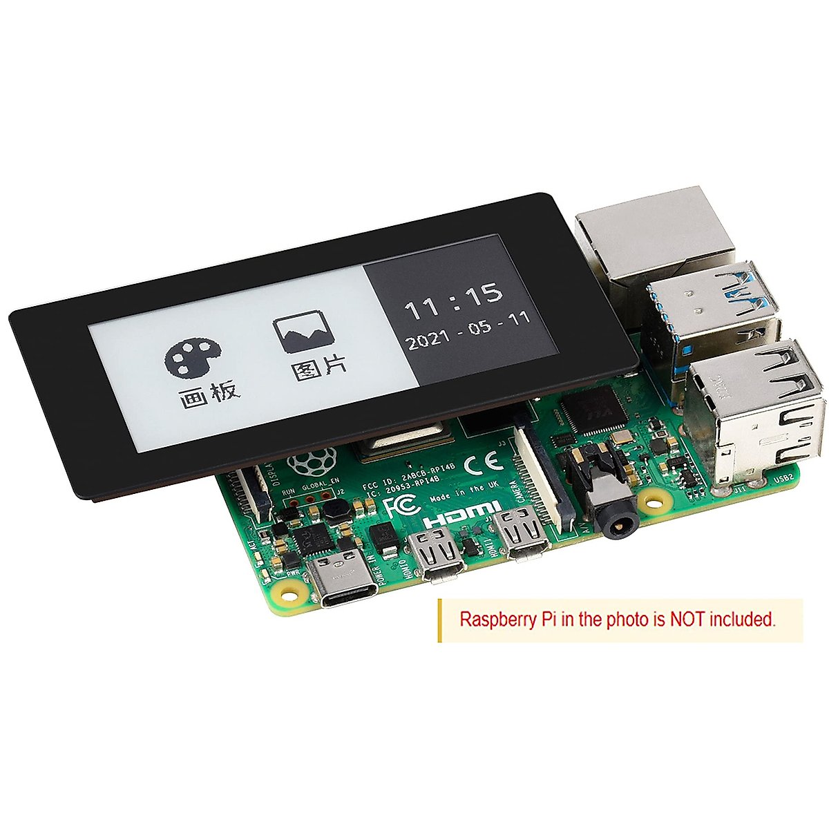 2.9inch Touch E-Paper Display HAT for Raspberry Pi 4B/3B+/3B/2B/Zero/Zero W/WH, 296×128 Pixel 5-Points Black/White 3.3V/5V Capacitive Touch E-Ink Screen, SPI Interface Support Partial Refresh