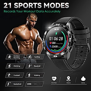 Smart Watch for Men Call Receive/Dial 1.32" HD Full Touch Screen Sports Smartwatch Compatible with iPhone Android Phone Waterproof Fitness Tracker with Bluetooth Calling Heart Rate Sleep Monitor