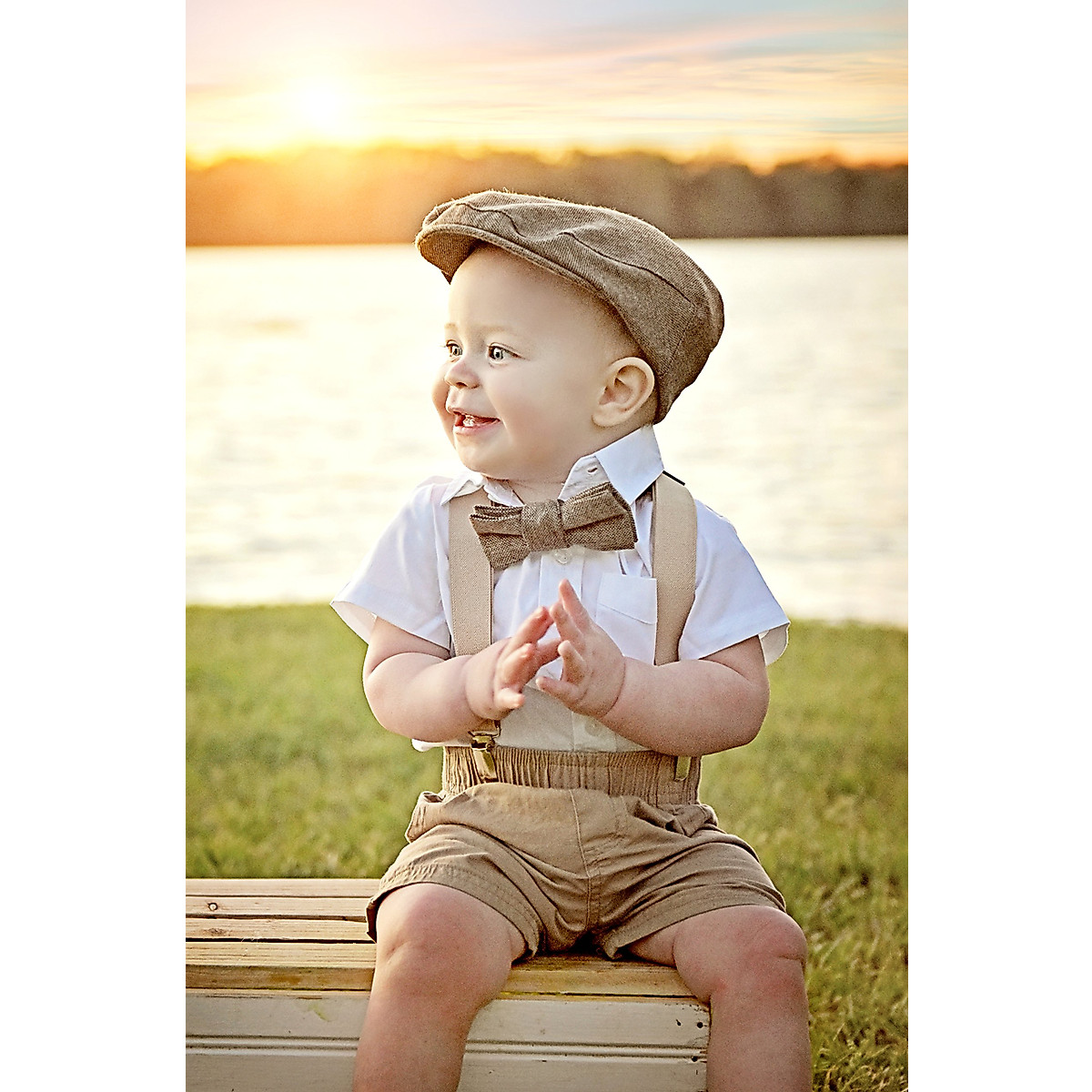 Born to Love Baby Boys Hat Tweed Page Driver Cap, Beige, 12-18 Months