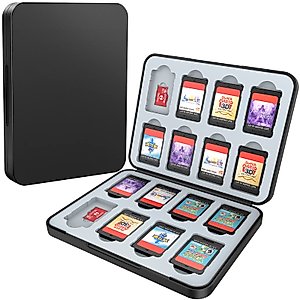 HEIYING Game Card Case for Nintendo Switch&Switch OLED,Portable Switch Lite Game Card Storage Case with 16 Game Card Slots and 16 Micro SD Card Slots. (Black)