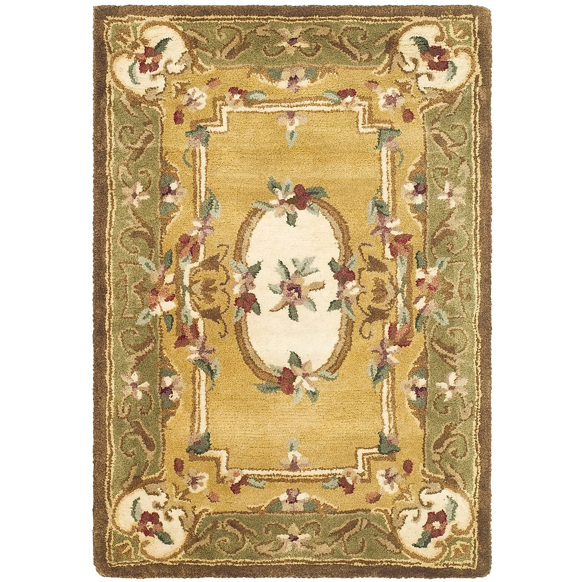 SAFAVIEH Classic Collection Area Rug - 8'3" x 11', Light Gold & Green, Handmade Traditional Oriental Wool, Ideal for High Traffic Areas in Living Room, Bedroom (CL280A)