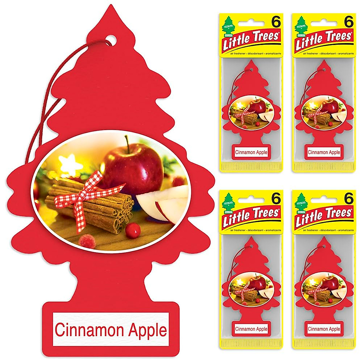 LITTLE TREES Air Fresheners Car Air Freshener. Hanging Tree Provides Long Lasting Scent for Auto or Home. Cinnamon Apple, 24 Air Fresheners