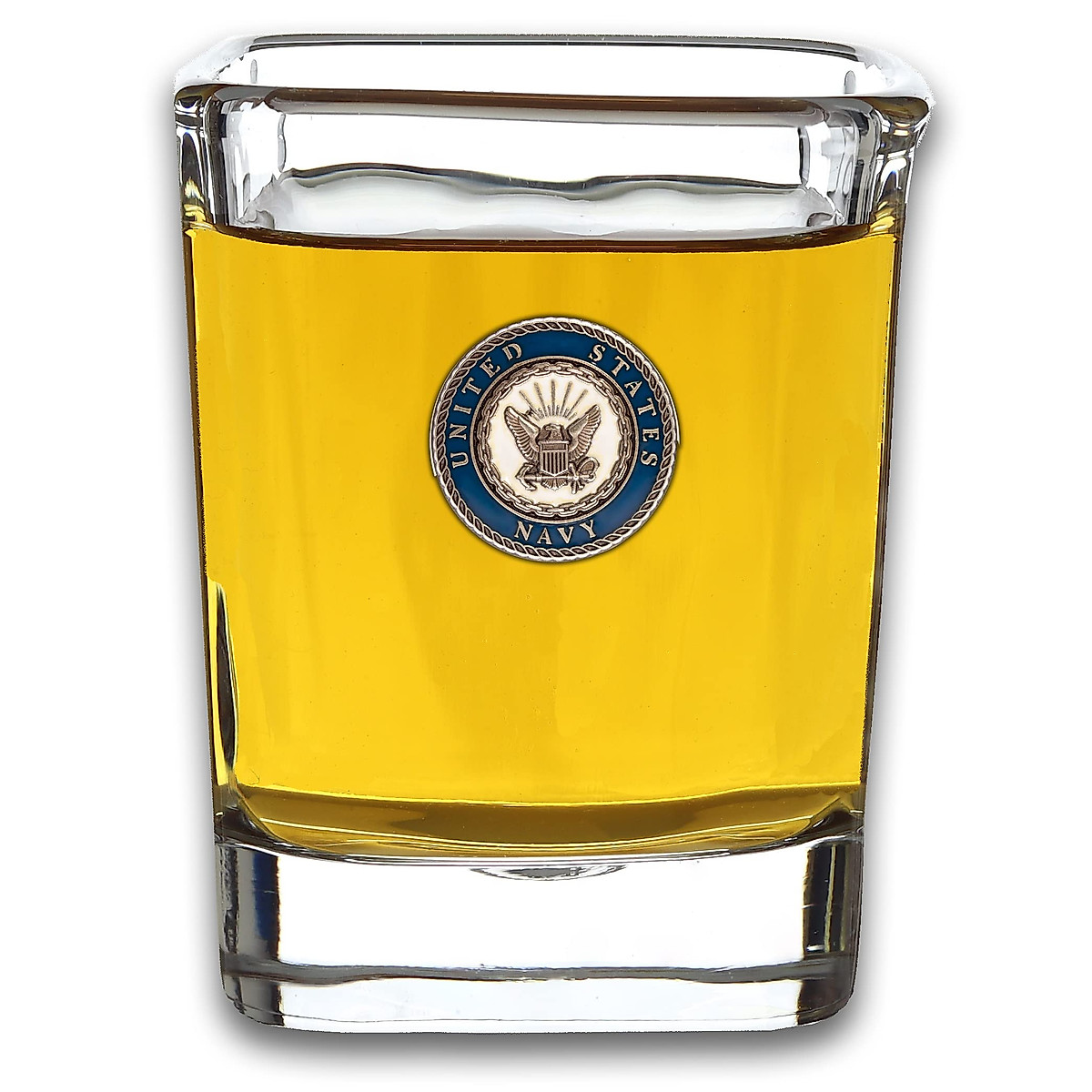 Indiana Metal Craft US NAVY Shot Glass with Die Struck Enamel Emblem MADE IN USA