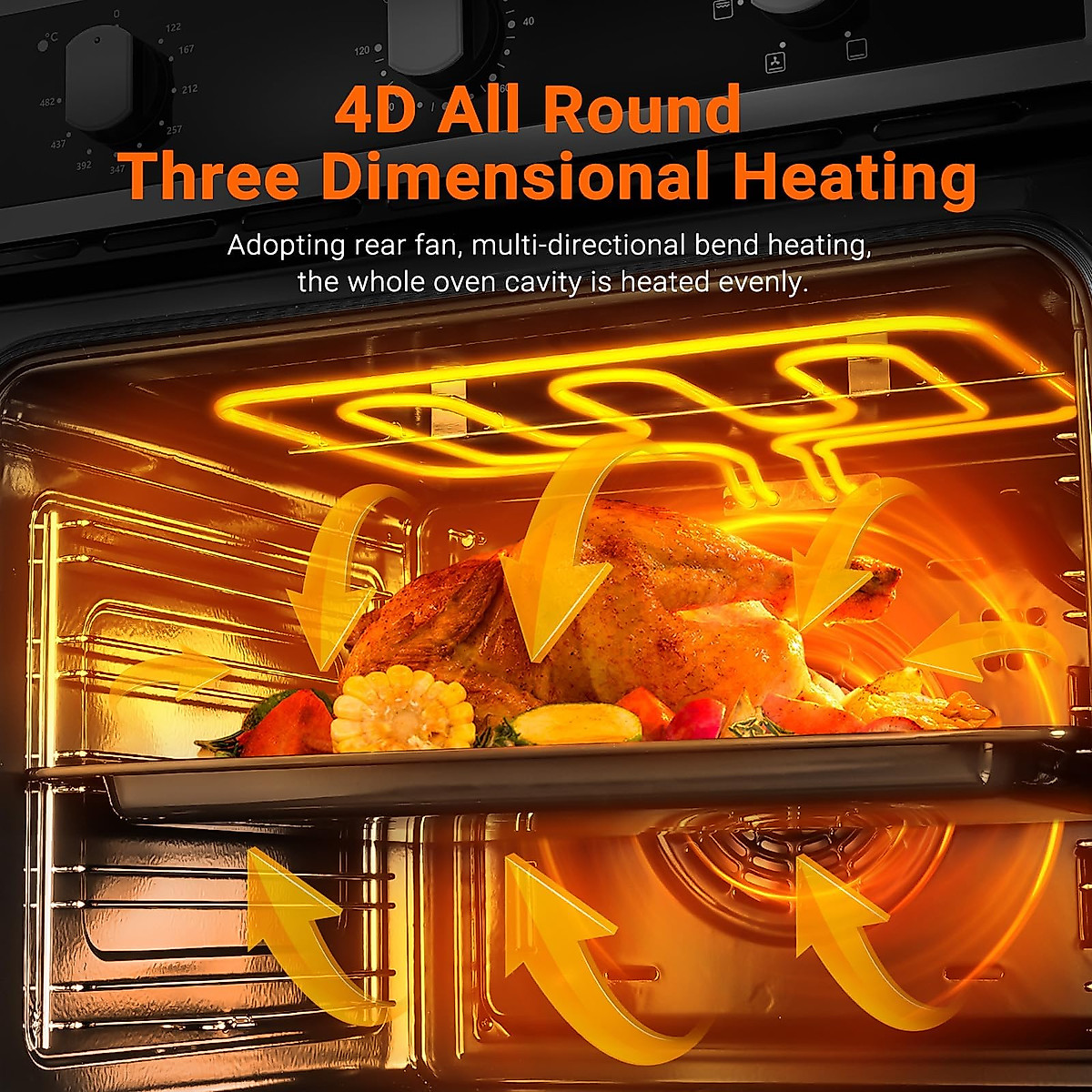 AAOBOSI Wall Oven, 24 Inch Single Wall Oven, 2.5 Cu. Ft. Built-in Convection Electric Oven, Mechanical Knob Control Timer, Alarm Clock, Stainless Steel Drop Down Door