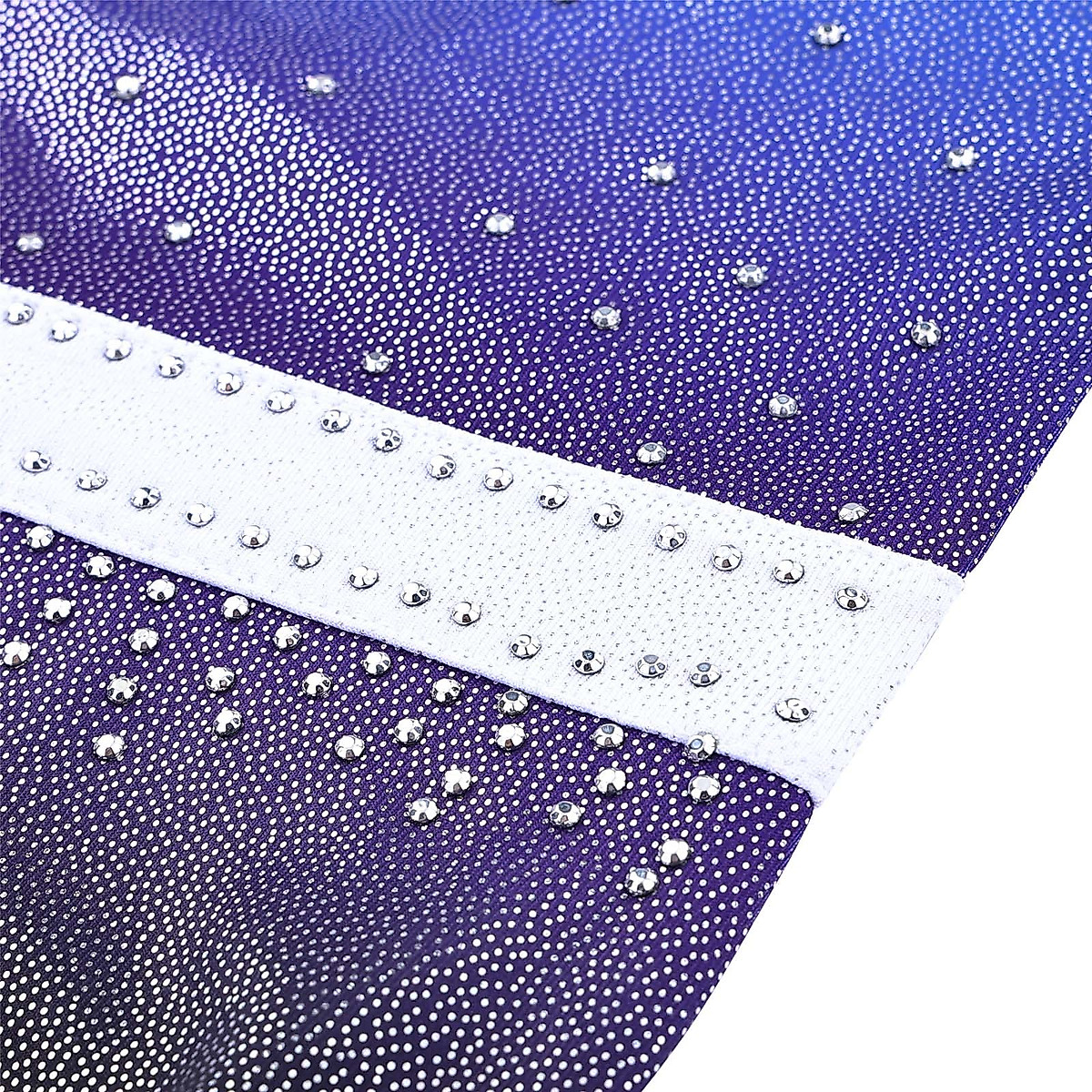 XFGIRLS Gymnastics Leotards for Girls Sparkle 2 Piece Activewear Sleeveless Gymnastics and Tumbling Athletic Leotards with Short Set Blue Purple Size 10-12