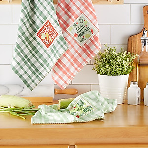 DII Farmer's Market Collection Machine Washable, Reusable Kitchen, Dishtowel Set, 18x28 Set, Plaid Patch, 3 Piece