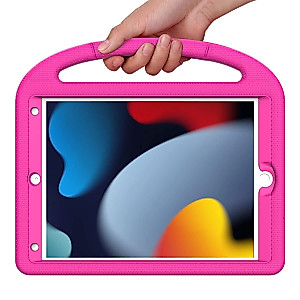 SUPLIK Kids Case for iPad 9th/8th/7th Generation - iPad 10.2 inch 2021/2020/2019 Case with Built-in Screen Protector, Durable Shockproof Handle Stand Kids Case for Apple iPad 7/8/9 Gen, Pink