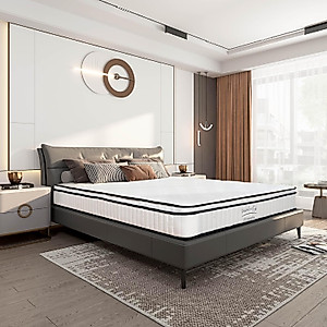 Queen Mattress,10 Inch Queen Size Mattress,Hybrid Mattress Queen In a Box,Individually Pocketed Innerspring,Fiberglass-Free Mattress,Medium Firm CertiPUR-US Certified,120 Nights Risk-Free Trial,White