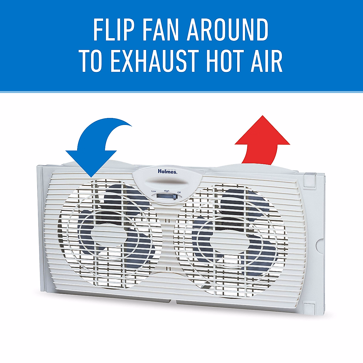 Holmes Window Fan with Twin 6-Inch Reversible Airflow Blades, White