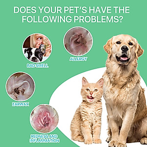 ZIXAOK Dog Ear Cleaner 30g & Eye Wipes 150 Sheets - Ear Odor Removal, Tear Stain Remover, Supports Infection-Prone Ears, Gentle Pet Care Set for Dogs & Cats