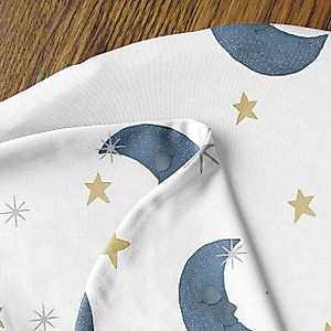 Sweet Jojo Designs Moon Star Baby Boy Girl Cocoon and Beanie Hat Set Jersey Stretch Knit Sleeping Bag Infant Newborn Nursery Sleep Wrap Sack - Navy Blue Gold Watercolor Celestial Sky Gender Neutral