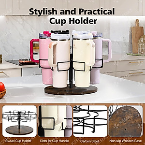 Water Bottle Organizer for Stanley 40 oz Tumbler with Handle, Rotatable Stanley Cup Organizer Holder, Patented Product, Kitchen Organizers and Storage for Stanley Cup Accessories, Black