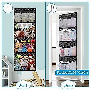 Extra Large Stuffed Animal Storage, Stuffed Animal Holder Over Door Organizer for Stuffies and Toy Plush Easy Installation with Breathable Hanging Storage Pockets