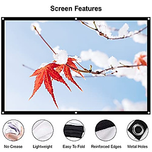 Screen for Portable Movie Projector 100’’ Projection Screen - HDMI Mini Video Projector Screen 16:9 HD 1080P 4K Foldable Screen Small Home Theater Projector Screen for Party Backyard Cinema Travel