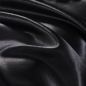 DuShow Satin Silk Duvet Cover Set Black King Solid 3 Pieces Bedding Cover Set 1 Duvet Cover and 2 Pillowcases Soft High Thread Count Comforter Cover Set with Zipper Closure(King,Black)