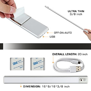 EverBrite 70LED Dimmer Under Cabinet Lighting, Hand Wave Control & Motion Sensor, Magnetic Under Counter Lighting, Ultra Thin LED Light Bar for Closet, Cabinet and Hallway, 300 Lumen, 6000K