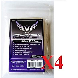 Mayday Games 7040 Clear Sleeves 56x87mm Standard USA Game Size (4x100 Pack, 400 sleeves)