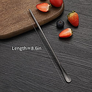 Black Matte Long Handle Spoon Cocktail Mixing Stirring Spoons Iced Tea Coffee Spoons with 8.6 inch Long Handle Brushed SUS304 Stainless Steel, 5-Piece