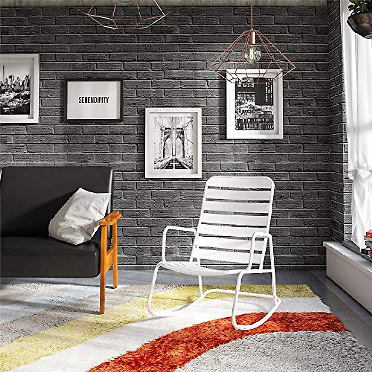 Novogratz 88065WHT1E Poolside Roberta Outdoor Rocking Chair, White