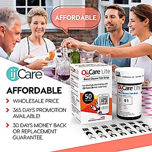Oh?Care Lite Blood Glucose Test Strips (50pcs) - Diabetic Test Strips Calibrated for Oh?Care Lite Blood Sugar Testing Monitor/Glucometer - Affordable Diabetic Supplies by ijCare (1)