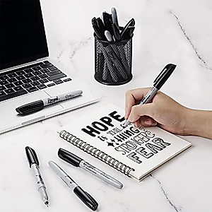 Ultra Fine Permanent Marker Bulk, Lazgol 32 Pack Ultra Fine Point Black Permanent Marker set, Felt Tip Pens Works on Plastic, Wood, Stone, Metal and Glass for Doodling, Marking