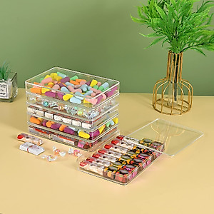 Clear Acrylic Square Cube Plastic , Worasign 6 Pack Plastic square cube containers with Lid Plastic Storage Boxes 7x4.7x1 Inches for Candy Pill ,Tiny Jewelry Beads, Coins, and findings, Craft Supplies, Sewing