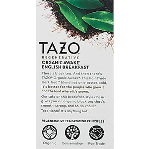TAZO Tea Bags, Black Tea, Regenerative Organic Awake English Breakfast Tea, 16 Count