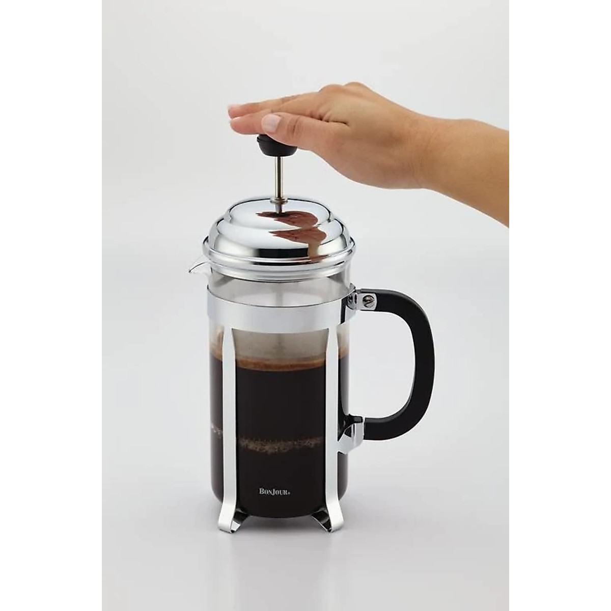BonJour Coffee Stainless Steel French Press with Glass Carafe, 33.8-Ounce, Monet, Black Handle
