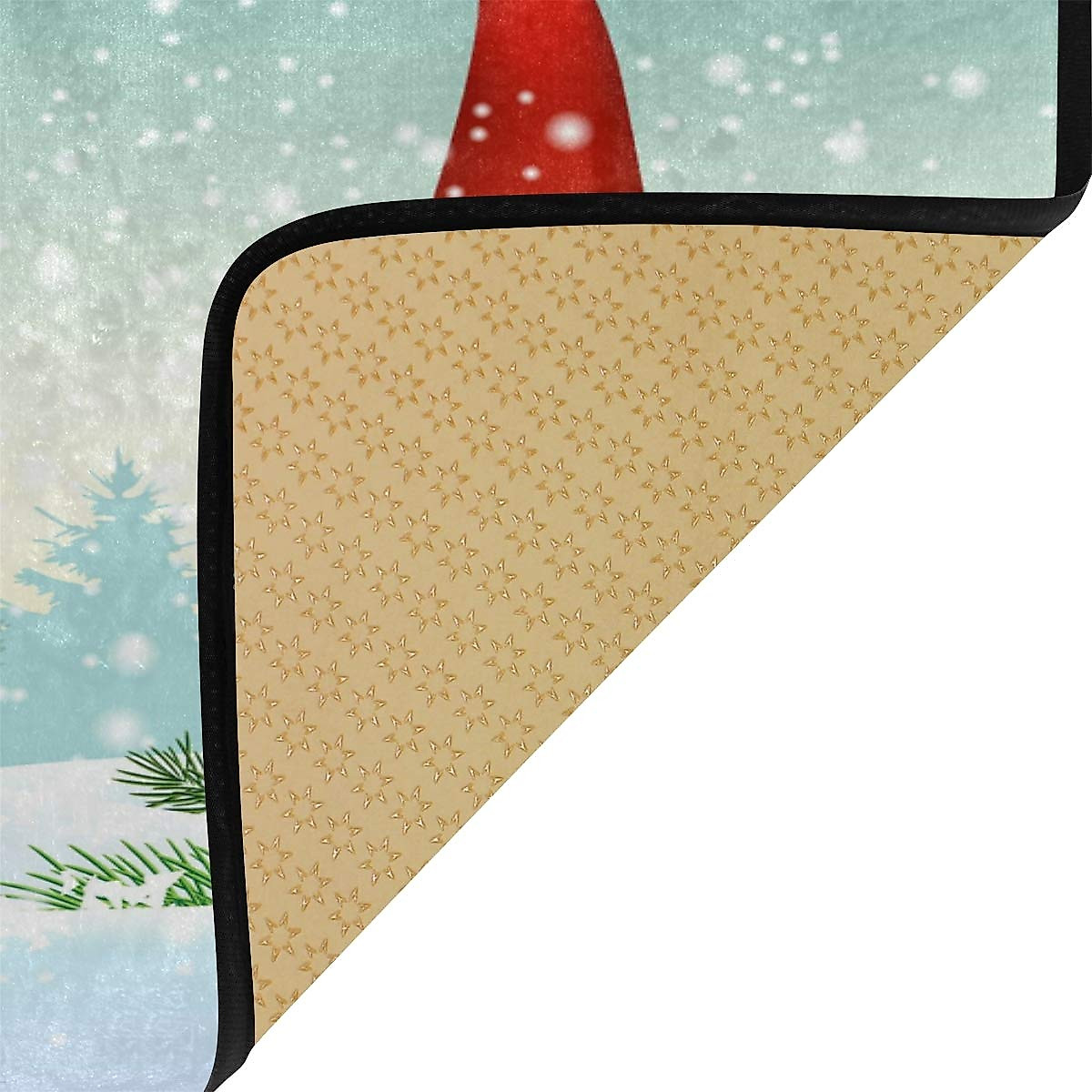 Christmas Gnome Standing Snowfall Winter Kitchen Rugs Non-Slip Kitchen Mats Bath Runner Rug Doormats Area Mat Rugs Carpet for Home Decor 39" X 20"